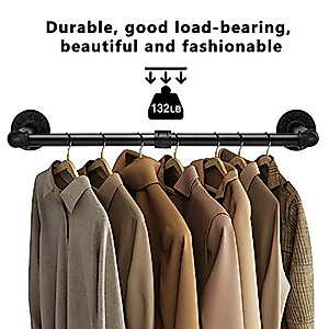 Telituny Clothes Rack Industrial Pipe Clothes Rack Wall Mount Iron Garment Hanger Bar Heavy Duty Clothing Hanging Rod for Home Laundry Store