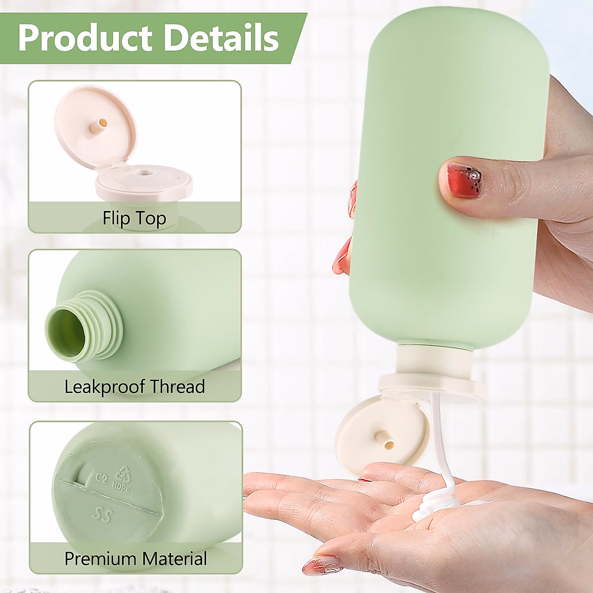 5 Pcs 300ml/10oz Squeeze Bottles Plastic Travel Lotion Bottles Refillable Containers with Flip Cap for Toiletries Creams Lotion Shampoo Conditioner