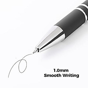 habibee Ballpoint Pen with Stylus Tip 12 Pack, 1.0 mm Black Ink Metal Pen, 2 in 1 Stylus Pen, Stylus Ballpoint Pen for Touch Screens (Mixed Color)