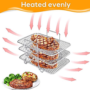 3PCS 19x12cm Stackable Baking Rack, Fryer Baking Rack Stainless Steel Grill Rack Stackable Cooling Rack Tray for 8QT Pot