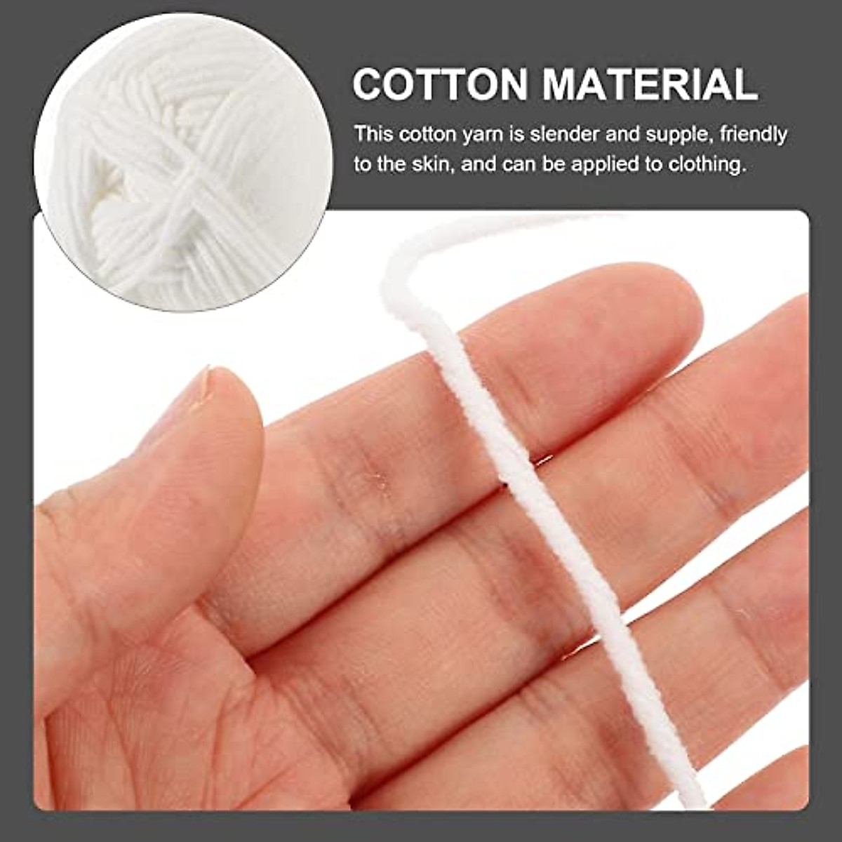 Sewroro 3 Rolls Knitting Yarn Cotton Yarn for Crocheting Cotton Heather Yarn Blanket Yarn Wool Round Rope Threads Balls Purse Yarn Pastel Yarn Sewing Thread Wool Yarn White Cream Baby Bulk