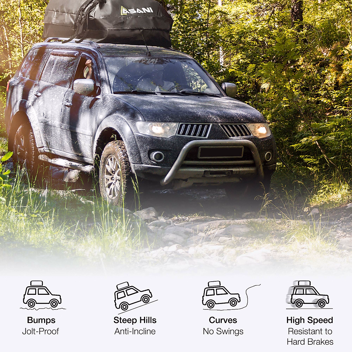 Waterproof Car Roof Top Cargo Carrier Bag with 8 Heavy-Duty Straps and Buckles | Weatherproof Luggage Roofbag for Rooftop Racks | Car Topper Bag for Sedan, SUV, Vans & More (15 Cubic Feet)