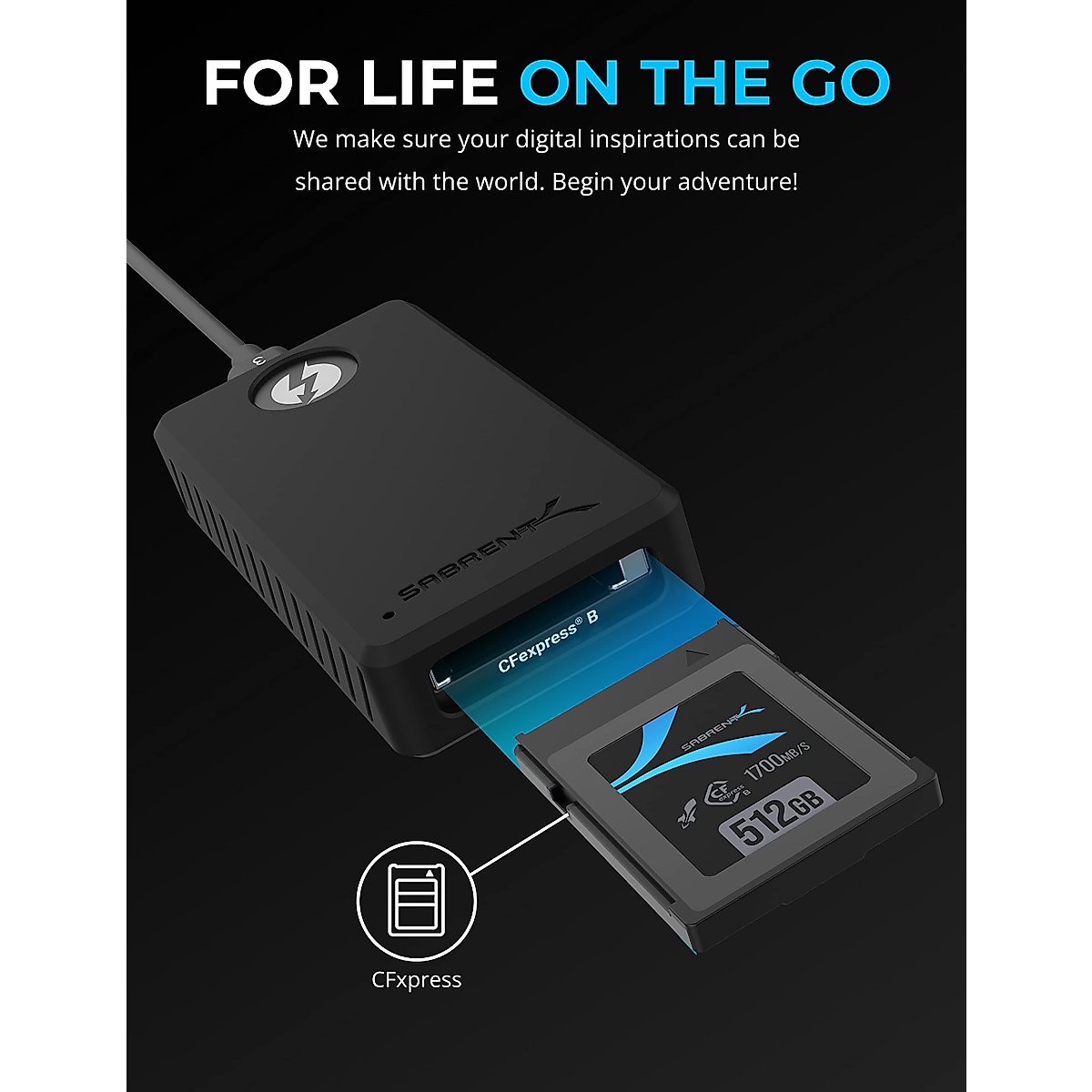 SABRENT Thunderbolt 3 & USB 3 Type C to CFexpress Card Reader (CR-T3CF)
