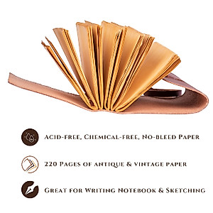 LEATHER VILLAGE Leather Bound Journal - Rustic Brown, 7"X5", 220 Pages - Vintage Blank Paper Diary for Writing, Drawing, Sketchbook, and Travel Notebook - Ideal for Women and Men