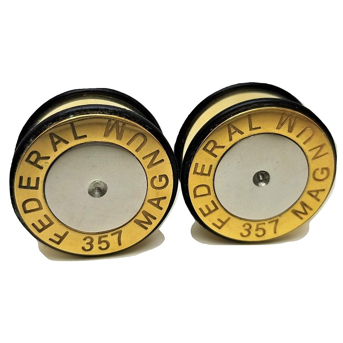 Pierced Republic Magnum 357 Bullet Ear Plugs - Metal, Weighted Ear Gauges - 10 Sizes - Pair (0 Gauge (8mm))