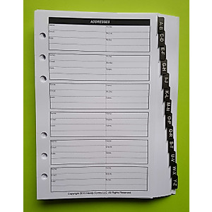 Classic Size Name & Address Refill, Sized and Punched with 7 Holes for 7-Ring Notebooks Such as Franklin, etc. (5.5" x 8.5")