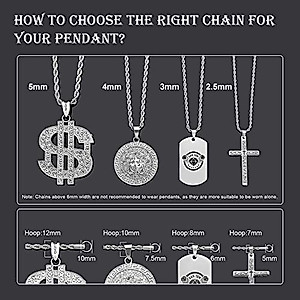 Giftall 2MM Rope Chain Necklace Stainless Steel Twist Rope Chain Necklace for Men Women 18 Inches