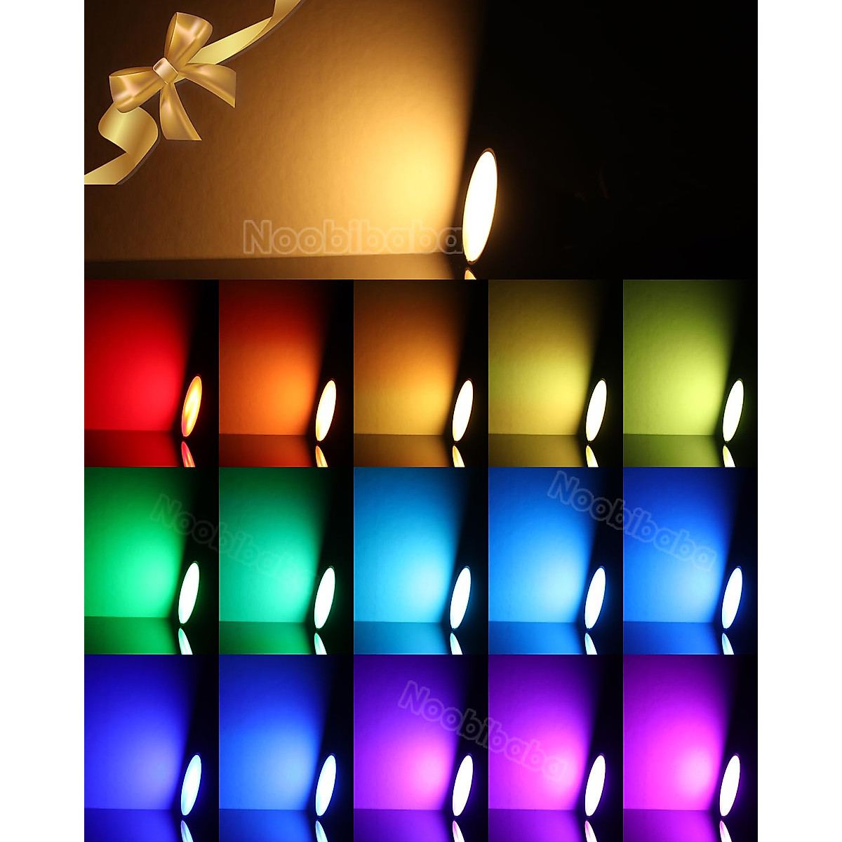 Noobibaba MR11 LED Bulb Color Changing GU4 LED Bulb MR 11 LED Landscape Light Bulbs 3W 12V Bi-Pin Base Warm White RGB Colors (2 Bulbs and a Remote)