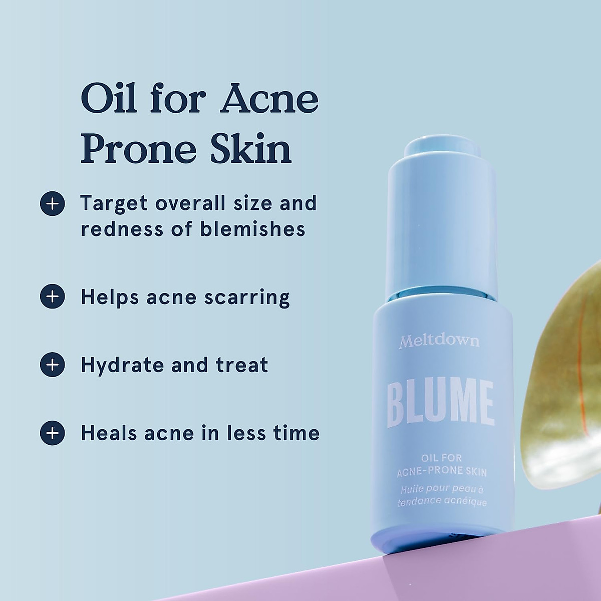 Blume Meltdown - Blue Tansy Face Oil - Acne Treatment + Pore Minimizer - Skin-Smoothing Face Serum with Black Cumin Seed & Rosehip Oil - Helps Calm Redness and Improve Texture (0.5 oz)