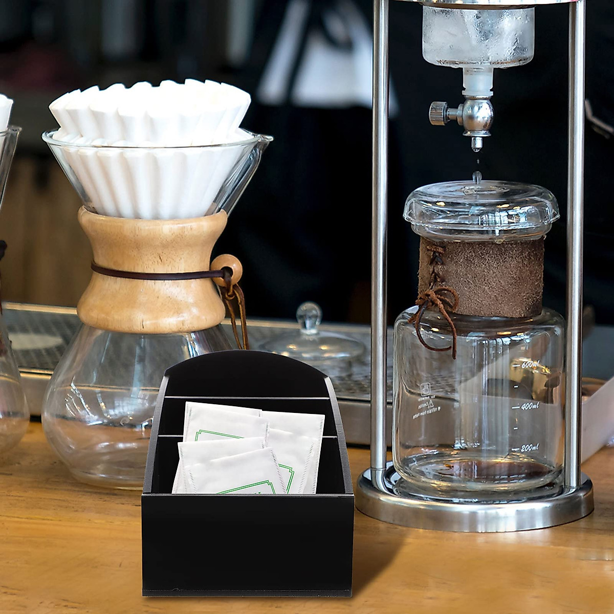 CALLARON Tea Bag Holder Organizer Tea Bag Rack Organizer 2pcs Coffee Pod Storage Box Acrylic Tea Bag Tea Bag Display Bar Accessories