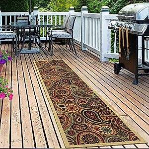 Ottomanson Ottohome Collection Non-Slip Rubberback Paisley Design 3x10 Indoor Runner Rug, 2'7" x 9'10", Beige