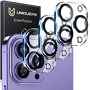 UniqueMe [3 Pack Compatible for iPhone 14 Pro Max/iPhone 14 Pro Camera Lens Protector Tempered Glass,[Case Friendly][Scratch-Resistant][Night Shooting Mode] - Clear
