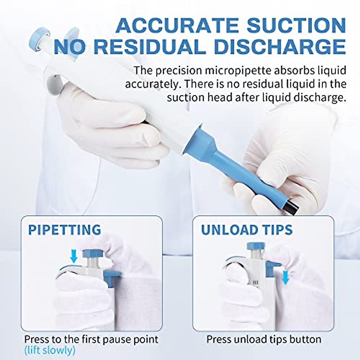 BAOSHISHAN Micropipette Single Channel Adjustable Micro Pipett Lab Pipettor Transfer (10-100ul Including 200 Pipette Tips)