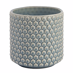 Bloomingville Coastal Stoneware Pot with Raised Dots and Crackle Glaze, Sky Blue, 6"