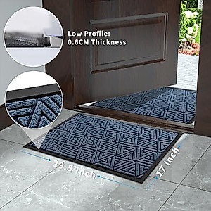 Yimobra Door Mat Outdoor Entrance, Heavy Duty Durable Front Welcome matt for Outside Home Entry, Doormat for Back Patio Floor Porch Garage Office, Low Profile, Easy Clean, Waterproof, 29.5 x 17, Blue