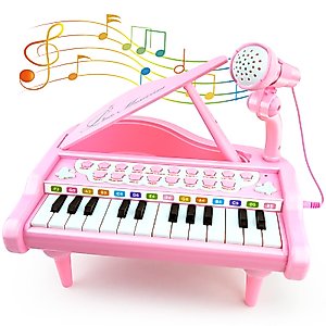 Litaonner Pink Piano Toys for 1+ Year Old Girls Gifts - 24 Keys Toddler Piano Keyboard Musical with Microphone, Kids Piano Toys for 2 Year Old Girls Birthday and Xmas Gift
