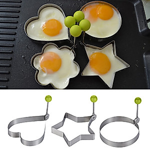 Fried Egg Mold, Stainless Steel Heart Shape Egg Shaper Pancake Mold Ring, Creative Star Shape Omelette Ring Cooking Tools Hearts
