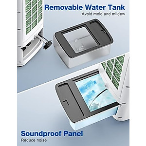 Evaporative Air Cooler, 3-IN-1 Windowless Portable Air Conditioner with Natural/Cooling/Humidifier & 3-Speed, 70° Oscillation & 7 Timer Remote Control, Swamp Cooler w/4 Ice Packs for Home & Kitchen