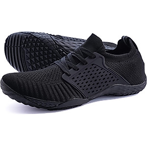 WHITIN Women's Low Zero Drop Shoes Minimalist Barefoot Trail Running Camping Size 7.5-8 Wide Toe Box Female Fitness Workout Sneaker Lightweight Black 38