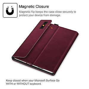 Fintie Protective Case for Microsoft Surface Go 3 2021 / Surface Go 2 2020 / Surface Go 2018 - Multi-Angle Portfolio Business Cover with Pocket, Compatible with Type Cover Keyboard (Burgundy)