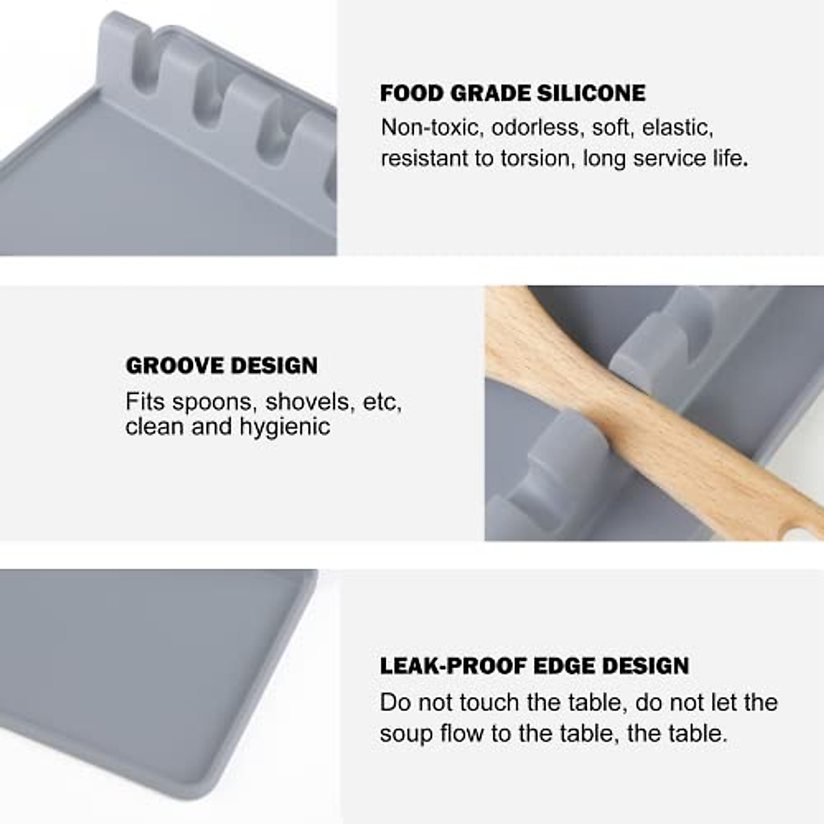 NileHome Silicone Spoon Rest for Kitchen Counter with 6 Slots - Spoon Holder with Drip Pad Heat-Resistant BPA-Free Kitchen Utensil Holder Multiple Spoon Holder for Stove Top Kitchen Utensil Rest