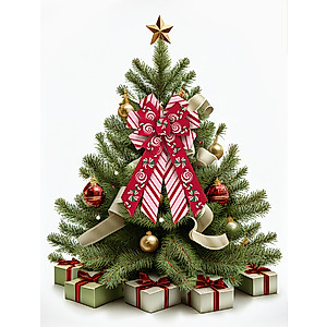 Glodecart 2 Rolls Christmas Ribbon for Wreath Bows Wrapping Gifts, Red Pink Candy Cane Ribbon for Gift Wrapping Party Supplies Decoration DIY Crafts 2.5" X 10 Yard Wired Winter Christmas Wreath Ribbon