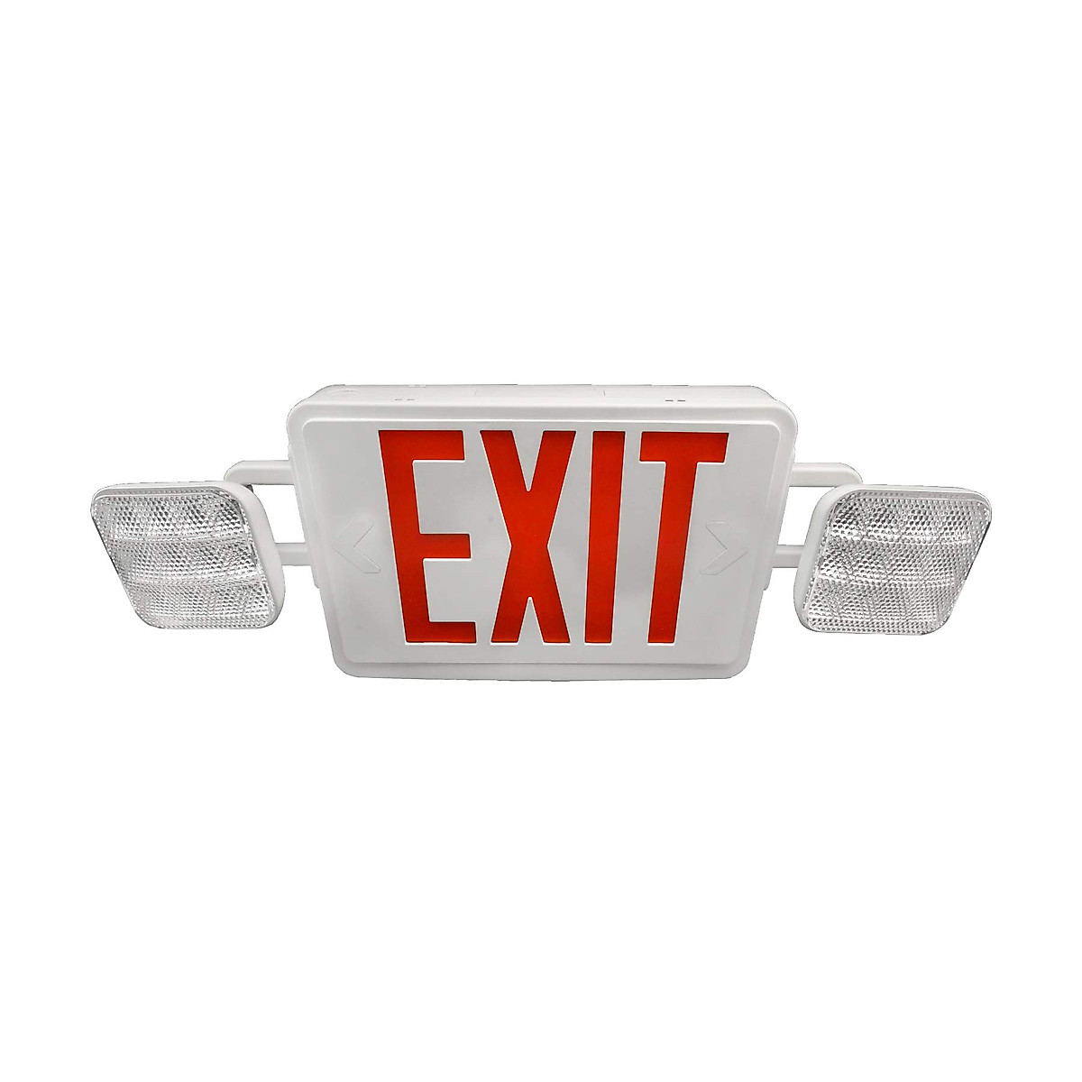 NICOR Lighting LED Emergency Exit Sign with Dual Adjustable LED Heads, White with Red Lettering (ECL1-10-UNV-WH-R-2)