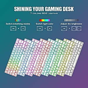 RedThunder 60% Mini Gaming Keyboard and Mouse Combo, Lightweight, Ultra-Compact 61 Keys RGB Backlit,7200 DPI Honeycomb Optical Mouse, Wired Gaming Set for PC MAC PS5 Xbox Gamer(White)