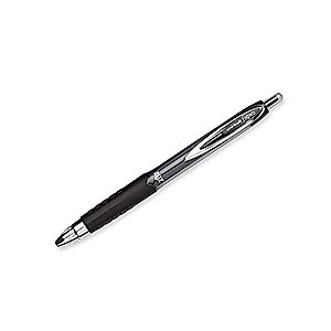 uni-Ball Signo Gel 207 Retractable Gel Pens, Medium Point, 0.7 mm, Clear Barrels, Black Ink, Pack of 12, Packing may Vary.