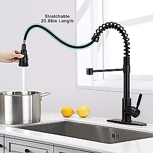 SOKA Kitchen Faucet Oil Rubbed Bronze Commercial Kitchen Sink Faucet with Pull Down Sprayer Kitchen Faucet Bronze with Deck Plate Single Handle Modern Rv Kitchen Faucet ORB, 3 Function Laundry Faucet