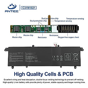 ANTIEE C31N1821 Laptop Battery for Asus ZenBook S13 UX392FA UX392FN i7-8565U UX392FA-AB030T UX392FA-AB004T UX392FA-AB021T UX392FA-AB008T UX392FA-AB017T UX392FN-AB006T UX392FN-AB009T UX392FA-AB015T