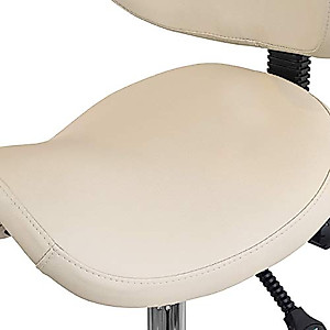 2xhome - Adjustable Saddle Stool Chair for Clinic Hospital Pharmacy Medical Beauty Lab Exam Office Technician Physical Occupational Therapy Physician (Back Beige)