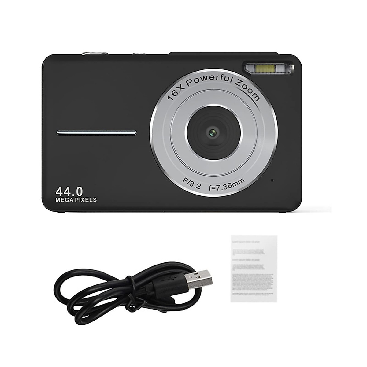 Kids Camera 44 Mega Pixels Entertainment 32G Memory Expansion Kids 44MP Vlogging Camera with 16X Zoom Children Supply Black