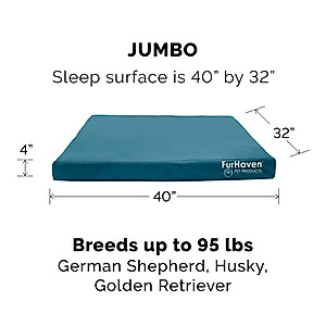 Furhaven Water-Resistant Cooling Gel Dog Bed for Large Dogs w/ Removable Washable Cover, For Dogs Up to 95 lbs - Indoor/Outdoor Logo Print Oxford Polycanvas Mattress - Deep Lagoon, Jumbo/XL