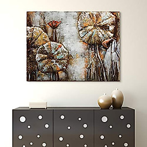 Empire Art Direct "Water Lilly Pads 1" Mixed Media Hand Painted Iron Wall Sculpture by Primo