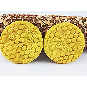 HONEYCOMB EMBOSSING ROLLING PIN LASER ENGRAVED ROLLING PIN WITH BEES PATTERN FOR HOMEMADE COOKIES