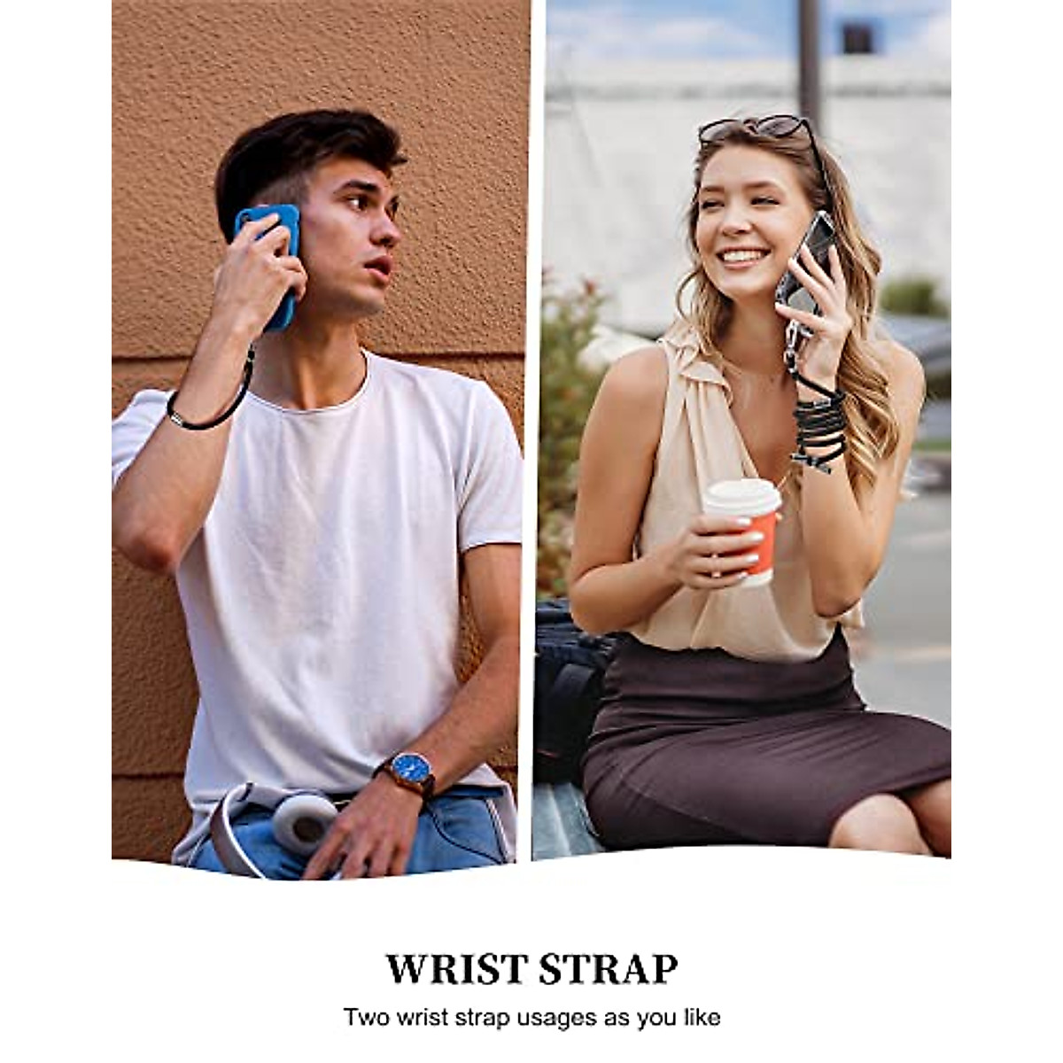 SHANSHUI Cell Phone Lanyard, Universal Detachable Crossbody Lanyard,Necklace Lanyard & Wrist Strap with Phone Patch for All Smartphones - Black