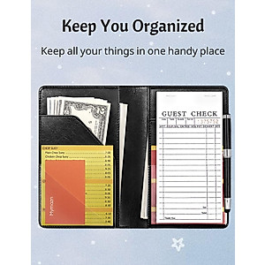 Glitter Black Server Book for Waitress Book Server Wallet Waiter Book Cute Bling Waitstaff Organizer Fit Waitress Apron (Glitter Black)