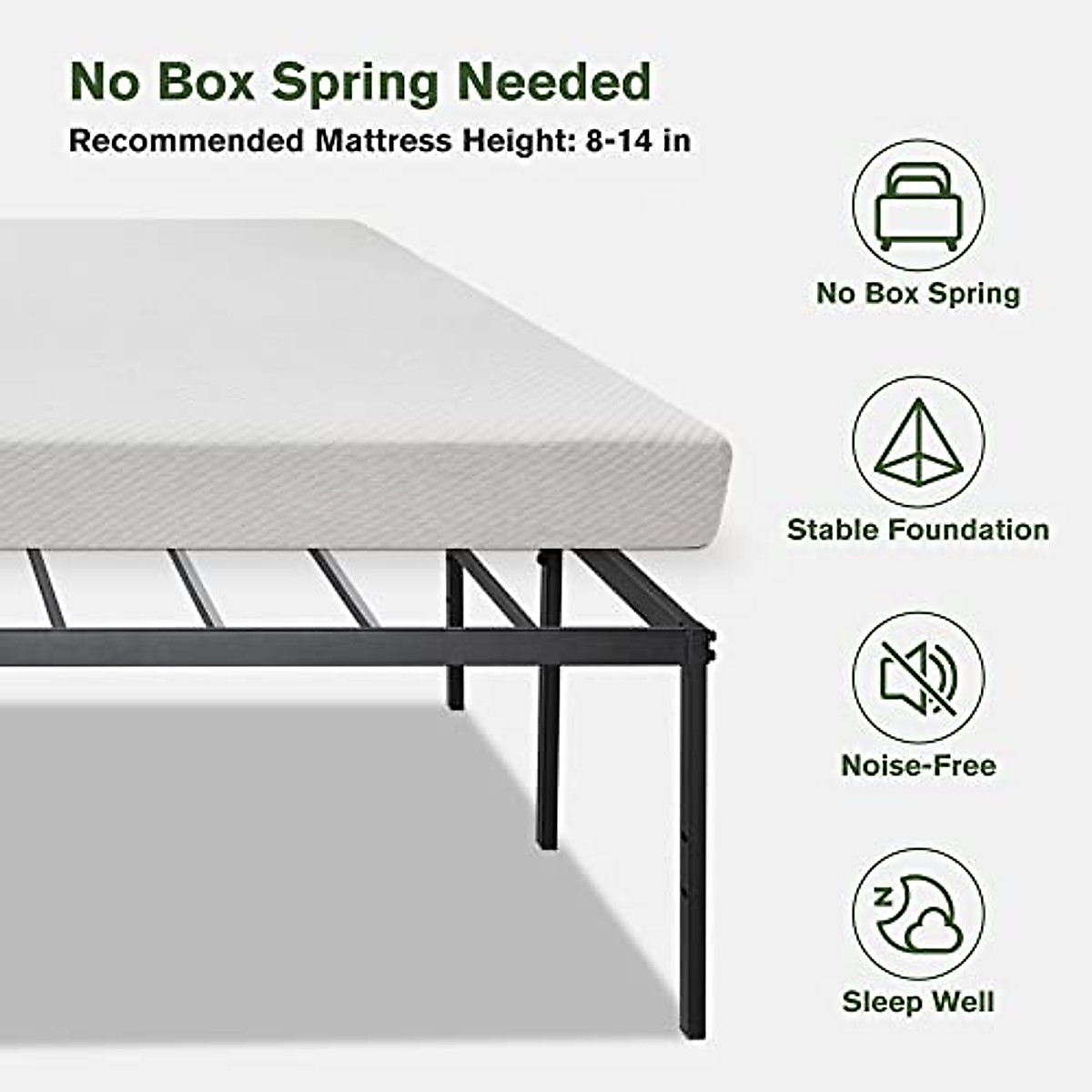 IMUsee Heavy Duty 18inch King Size Metal Platform Bed Frame with Large Under Bed Storage Space, Sturdy Metal Frame/Mattress Foundation/No Box Spring Needed/Easy Assembly/Noise-Free