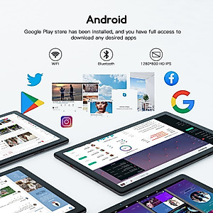 HAPPYBE 10 Inch Tablet Android 10 IPS HD Display Quad-Core 32GB 6000mAh Tablets (Grey)