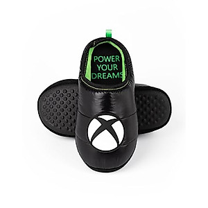 Xbox Slippers Boys Kids Teens Game Console Logo Green Black Shoes 2.5 US