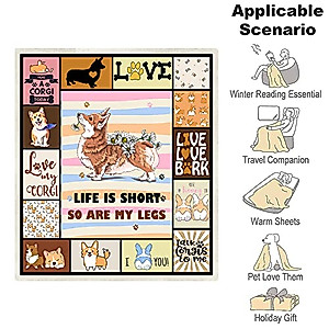Corgi Gifts for Corgi Lovers, Cute Corgi Blanket, Lightweight Super Soft Cozy Throw Blanket for Sofa Bed Couch Chair Living Room 50 x 60 Inch, Corgi Gifts Christmas Birthday Gifts for Kids and Adults