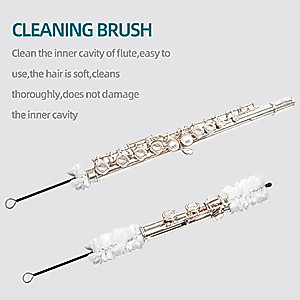 Flute Cleaning Kit Include 1pc Cotton Cleaning Brush, Flute Swab, Double-End Dust Brush,Flute Cleaning Rod, Screwdriver for Flute Repairing,Cork Grease, a Pair Cotton Gloves, 1pc Flute Cleaning Cloth