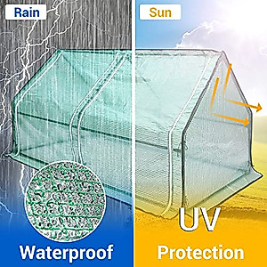 Ohuhu Portable Mini Greenhouse, 71"x36"x36" Greenhouses for Outdoors with Dual Large Zipper Doors & Ground Stakes, Waterproof & UV Protected Plastic Green House for Outside Garden Patio Backyard