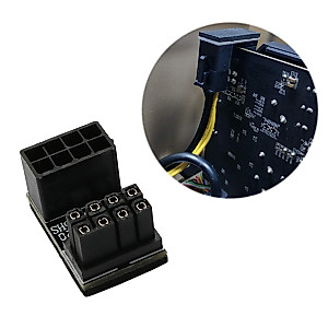 ZRM&E 8 Pin Graphics Card Power Supply 180 Degree Angled Adapter Steering Connector Up Angled for Desktops Graphics Card
