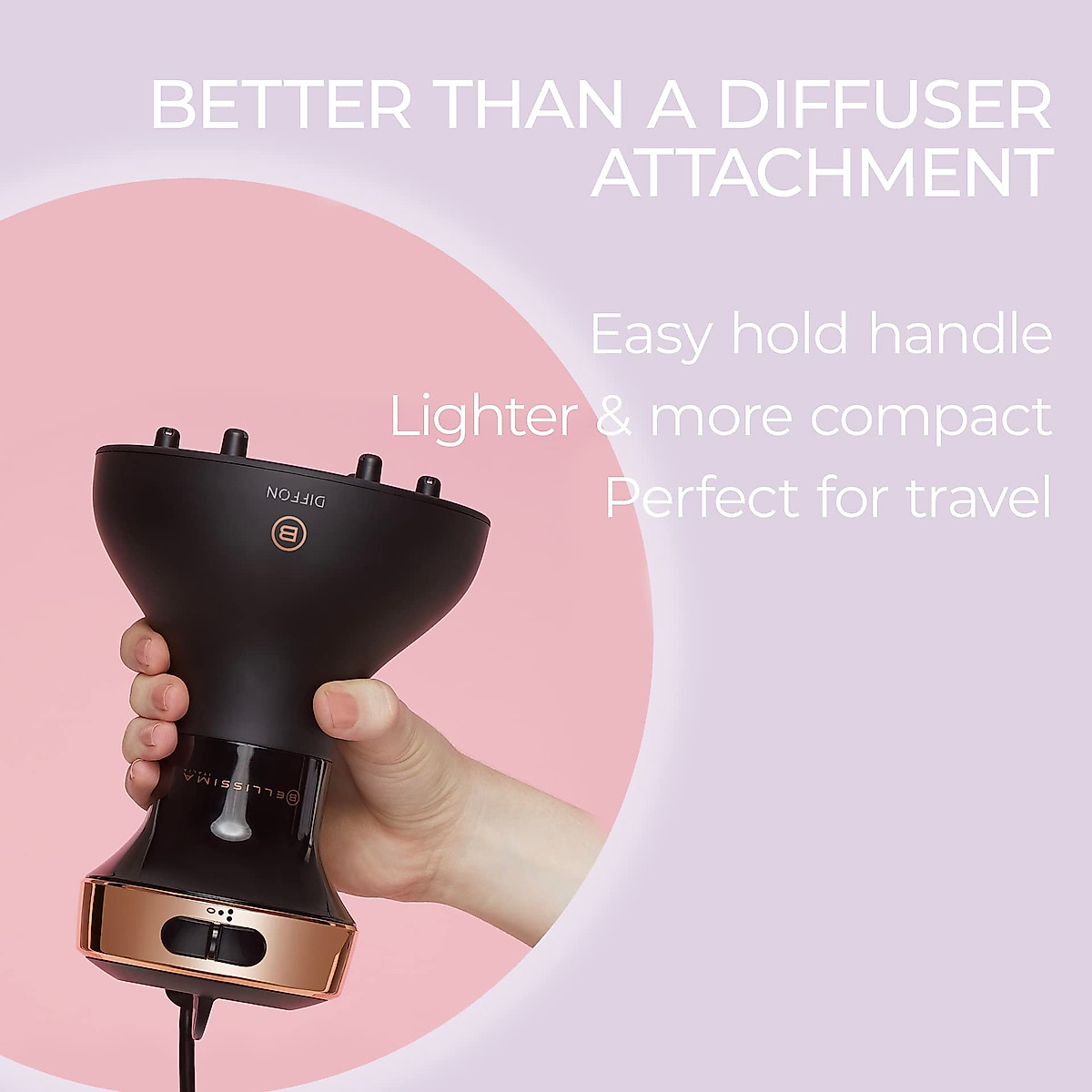 Bellissima Italia Diffon DF1 5000 Ceramic - Lightweight Diffuser & Curly Hair Dryer with Argan Oil