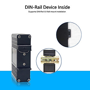 Hereta Gigabit Industrial Ethernet Media Converter POE+ 30W Aluminum Case 2 RJ45 Port 1 SFP Port Supports External SFP Modules 12~48V DC Input Power