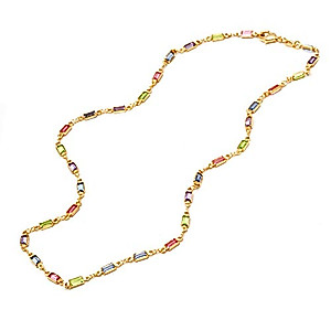 Barzel 18K Gold Plated Multi Stone Crystal Baguette Necklace for Women - Made In Brazil