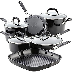 KitchenAid Hard Anodized Nonstick Cookware Pots and Pans Set, 10 Piece, Onyx Black