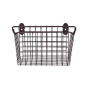 Spectrum Diversified Vintage Large Cabinet & Wall-Mounted Basket for Storage & Organization Rustic Farmhouse Decor, Sturdy Steel Wire Storage Bin, Bronze
